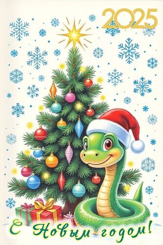Открытки с Новым 2025 годом. Поздравления с годом зеленой деревянной ...